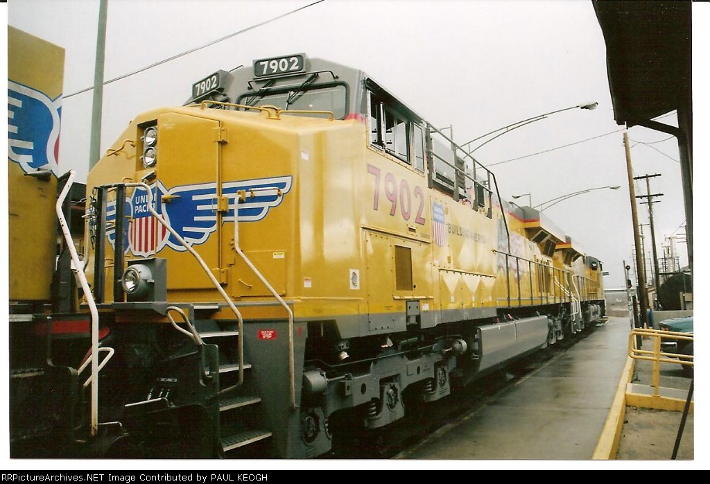 UP 7902 up close at the UP fuel pits at Rawlins.
